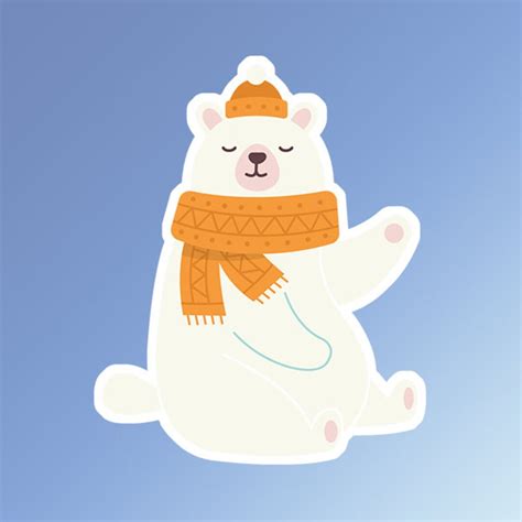 Cute Polar Bear Sticker Winter Sticker Holiday Sticker Etsy