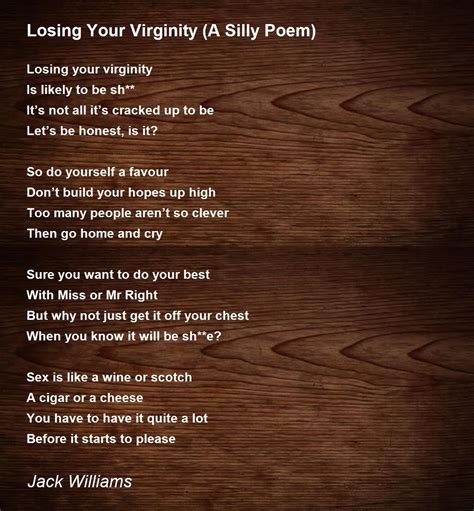 Losing Your Virginity A Silly Poem Poem By Jack Williams Poem Hunter