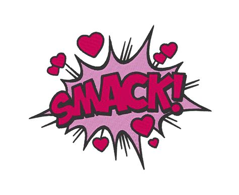 Smack Comic Sound Effects Kiss Embroidery Machine Design Etsy