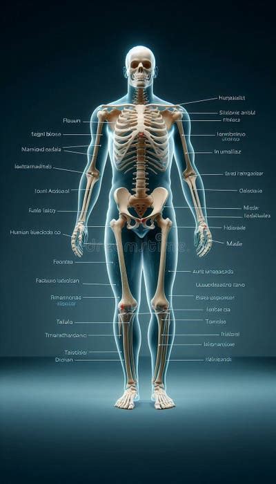 Human Skeleton Anatomy Diagram With Labels Stock Illustration