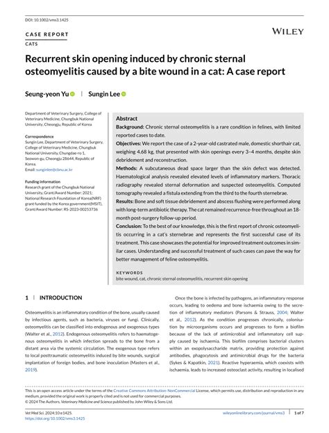 Pdf Recurrent Skin Opening Induced By Chronic Sternal Osteomyelitis