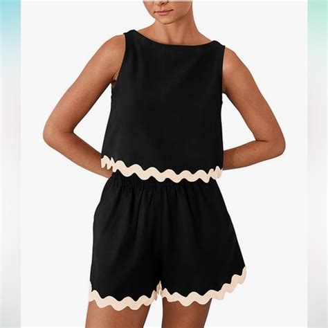Nwt 2 Piece Cropped Tank Top High Waist Shorts Set Available In Pink