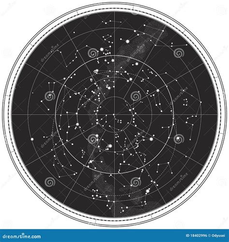Celestial Map Of The Night Sky Vector Illustration