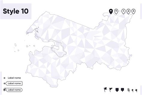 Région De Leningrad Russie Carte Blanche Et Grise Low Poly Carte