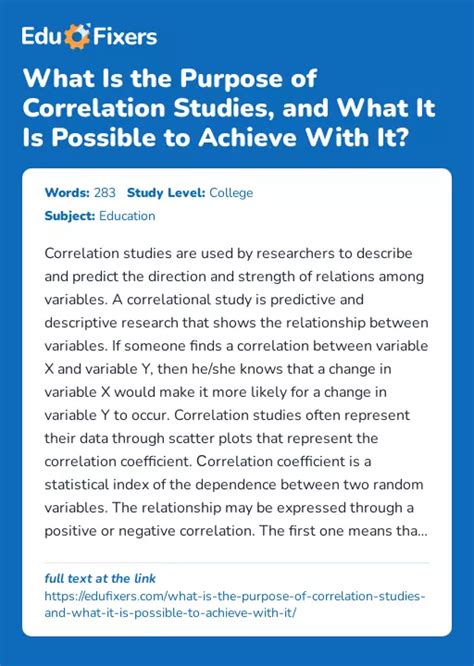 What Is The Purpose Of Correlation Studies And What It Is Possible To