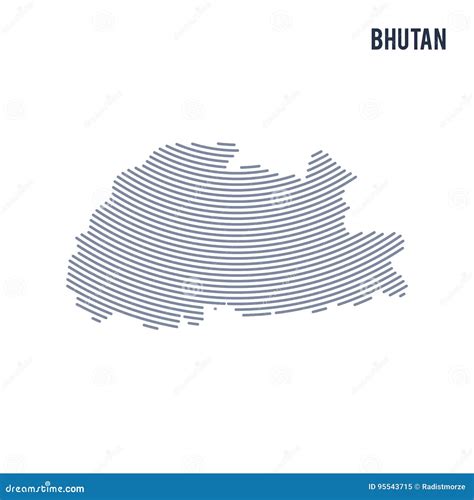 Vector Abstract Hatched Map Of Bhutan With Curve Lines Isolated On A White Background Stock
