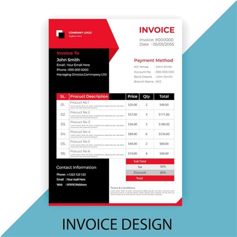 Premium Vector Vector Elegant Red And Black Vector Invoice Template