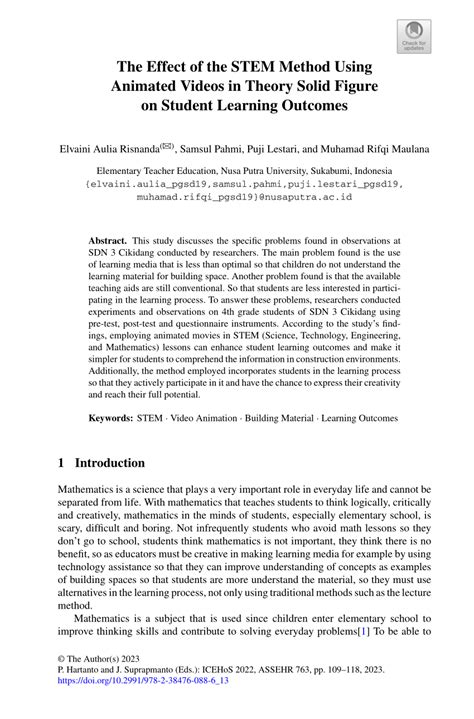 Pdf The Effect Of The Stem Method Using Animated Videos In Theory