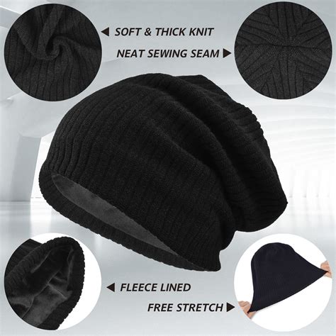Einskey Fleece Lined Slouchy Beanie For Menwomen Oversize Large