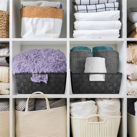 Sorbus Woven Basket Bin Set Stackable Shelf Storage Tote Baskets With