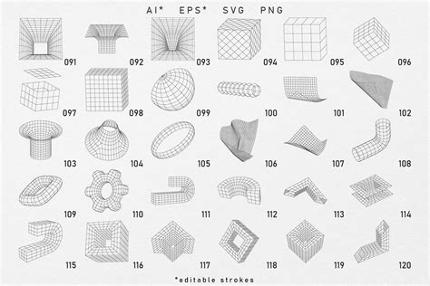 136 Wireframe Abstract Geometric Vector Shapes By Solovarto Thehungryjpeg