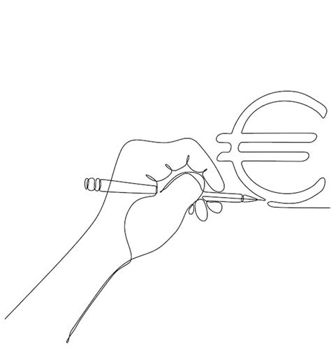 Línea Continua De Dibujo A Mano Y A Lápiz Símbolo Del Euro Vector Premium