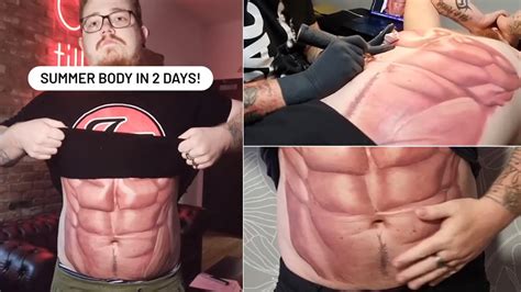 Video Uk Man Gets Realistic Six Pack Of Abs Tattooed On Stomach For