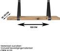 Barnwoodweb Wandplank Oud Eiken Met Lederen Zwarte Plankdragers 100