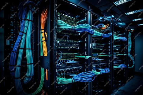 Premium Ai Image Network Switches And Routers In Server Room