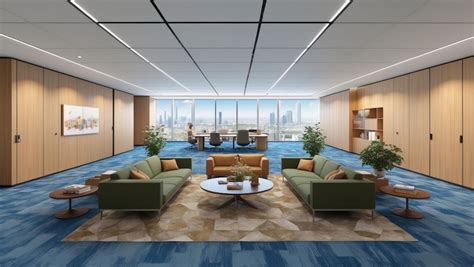 Modern Office Interior Featuring A Glass Conference Room Designed For
