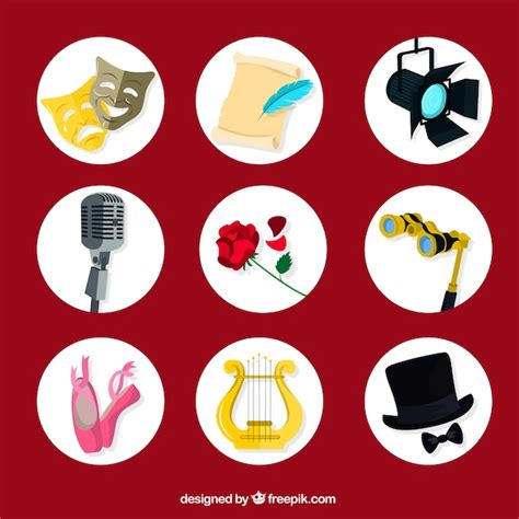 Colección Colorida De Elementos De Teatro Planos Descargar Vectores