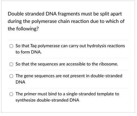 Solved Double Stranded Dna Fragments Must Be Split Apart