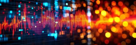 Financial Market Data Analysis With Glowing Stock Chart And A City Lights Bokeh Effect Stock