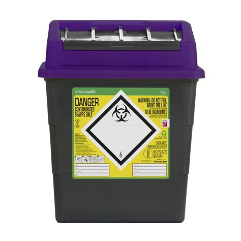 Fm51152420 Sharpsafe ® Sharps Container Bins Grey With Purple Lid 13 L Pack 1 Sharps Bin