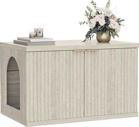 Homhedy Cat Litter Box Enclosure Modern Fluted Accent Cat