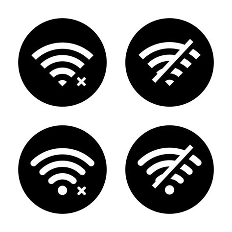 Set Of Disconnect Wifi Icon Vector Disconnected Lost Wireless Connection Sign Symbol On Black