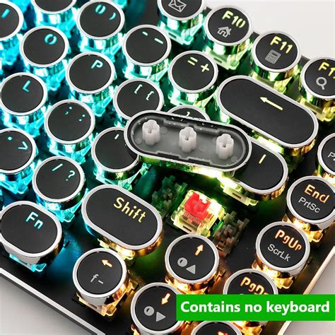 108 Keys Crystal Round Keycaps Set Gaming Keyboard Retro Typewriter