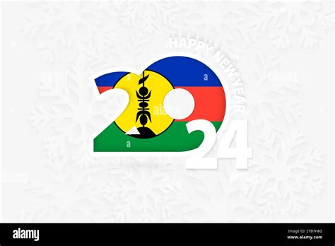 New Year 2024 For New Caledonia On Snowflake Background Greeting New