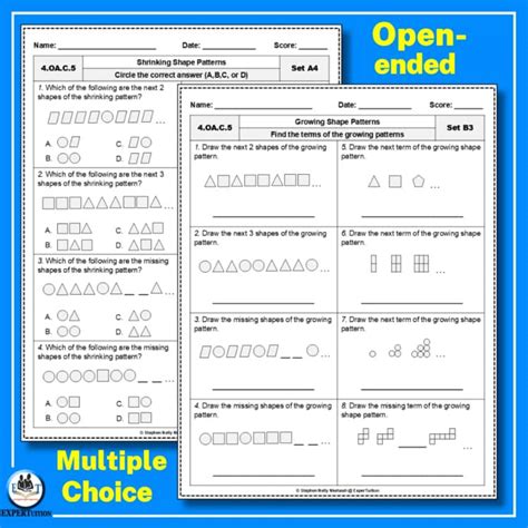Repeating Growing And Shrinking Shape Patterns Worksheets By Expertuition