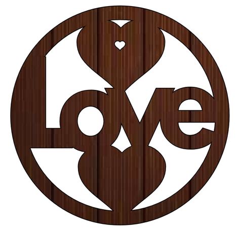 Laser Cut Valentine Day Love Heart Round Wooden Tag Free Cdr Vectors