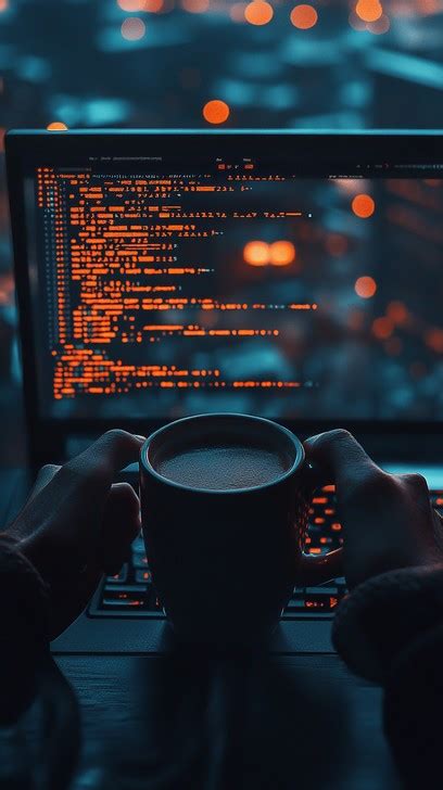 free coding over coffee image download at stockcake