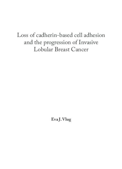 Pdf Loss Of Cadherin Based Cell Adhesion And The Progression Of