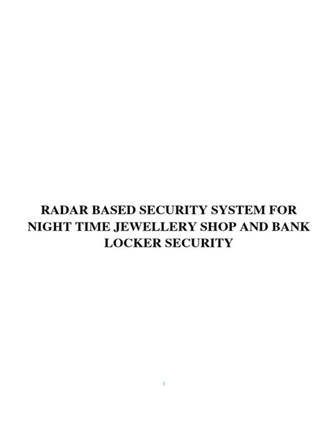 Radar Based Security System For Night Time Jewellery Shop And Bank