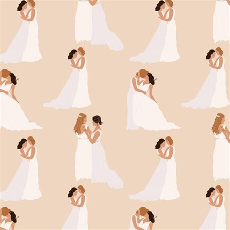 Padrão Sem Emenda Com Casais Recém Casados De Lésbicas E Gays Vector A