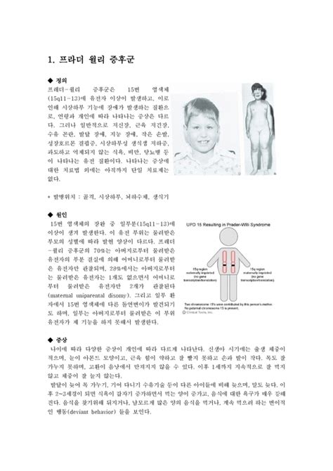 프라더 윌리 증후군 안젤만 증후군 의약학