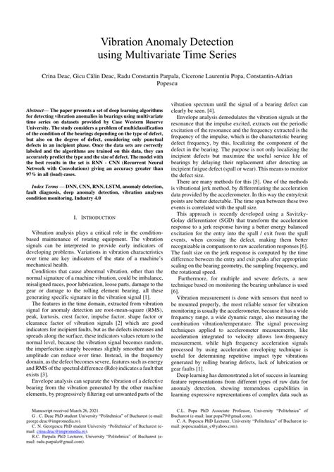 Pdf Vibration Anomaly Detection Using Multivariate Time Series