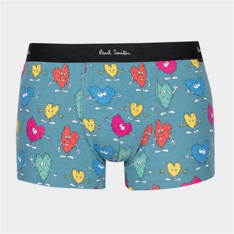 Mens Blue Furry Hearts Print Boxer Briefs