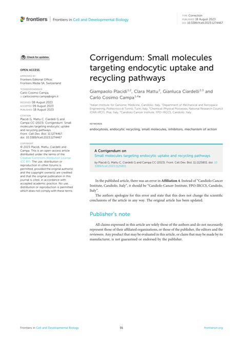 Pdf Corrigendum Small Molecules Targeting Endocytic Uptake And