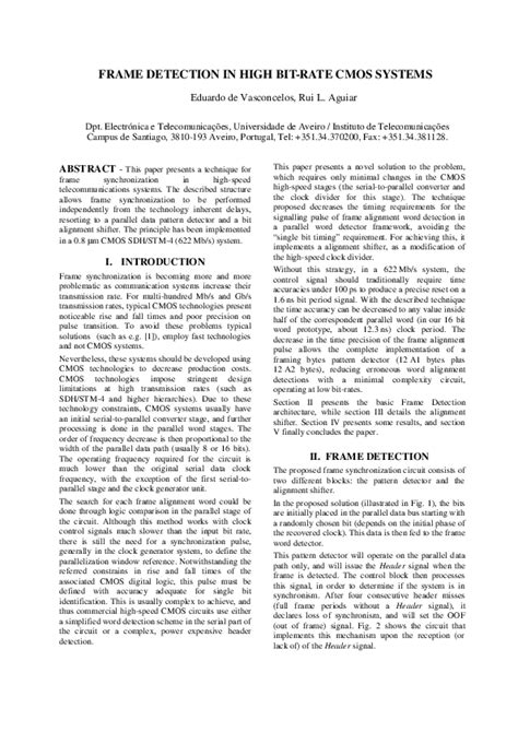 Pdf Frame Detection In High Bit Rate Cmos Systems
