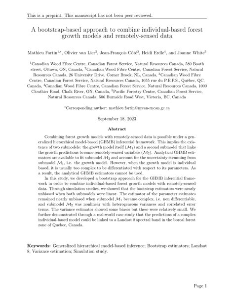 PDF A Bootstrap Based Approach To Combine Individual Based Forest