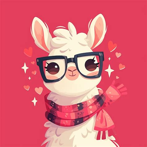 Um Professor De Lama Gentil Estilo Desenho Animado Vetor Premium
