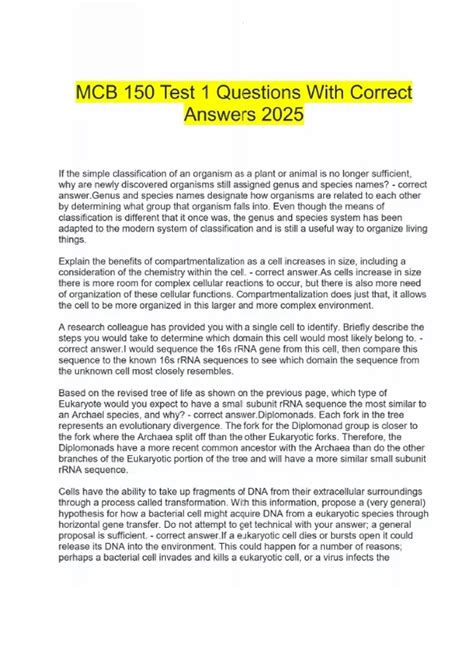 MCB Test Questions With Correct Answers MCB Stuvia US