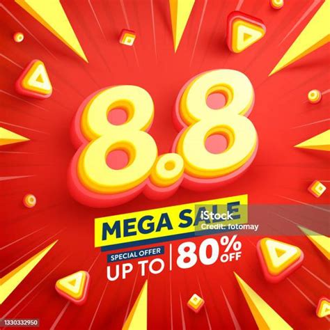 88 쇼핑의 날 포스터 또는 배너의 벡터8 소셜 미디어 및 웹 사이트에 대한 판매 배너 템플릿 디자인 특별 프로모션 판매 80 할인 캠페인 또는 프로모션 8에 대한 스톡