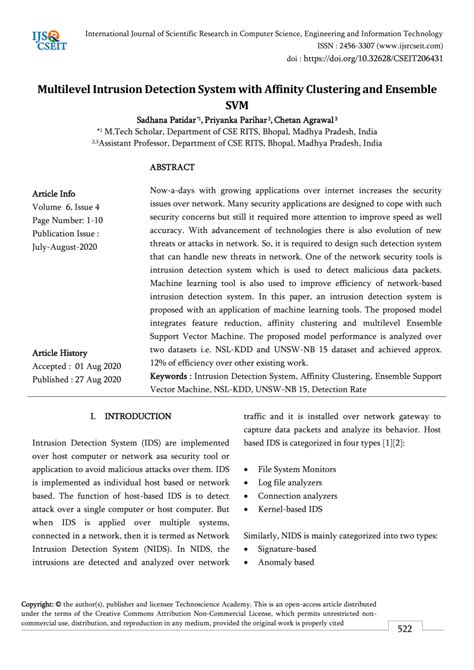 pdf multilevel intrusion detection system with affinity clustering