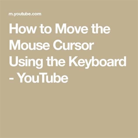 How To Move The Mouse Cursor Using The Keyboard Youtube Keyboard Moving Youtube