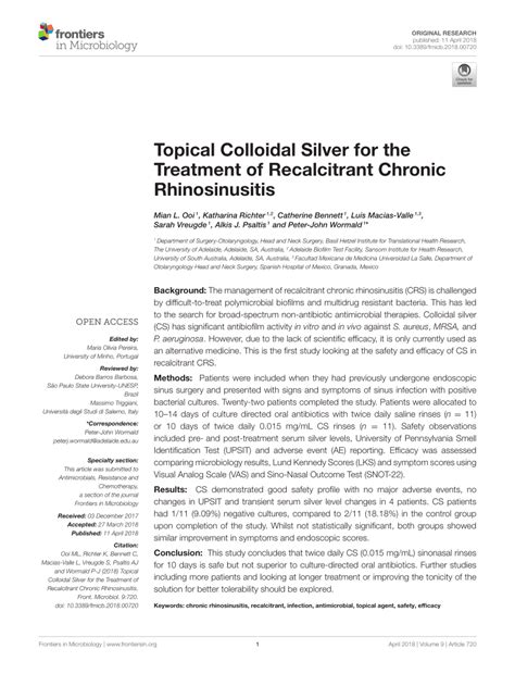 Pdf Topical Colloidal Silver For The Treatment Of Recalcitrant