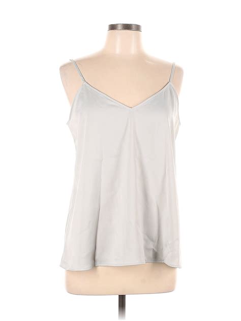 Uniqlo Solid Gray White Sleeveless Blouse Size L 57 Off Thredup