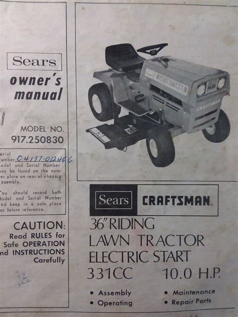 Sears Canada Riding Lawn Mower Parts Catalog