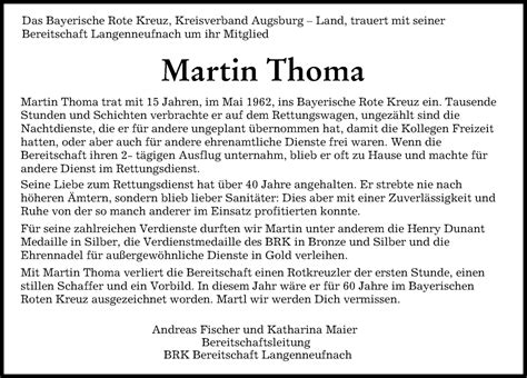 Traueranzeigen Von Martin Thoma Augsburger Allgemeine Zeitung