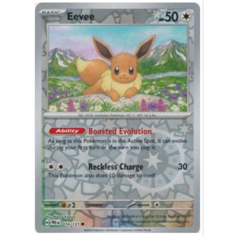 Pokemon Card Tcg Prismatic Evolution 074 131 Eevee Reverse Holo